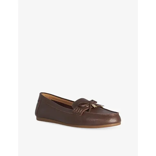 DUNE Girella Padlock Leather Moccasins - Brown Leather