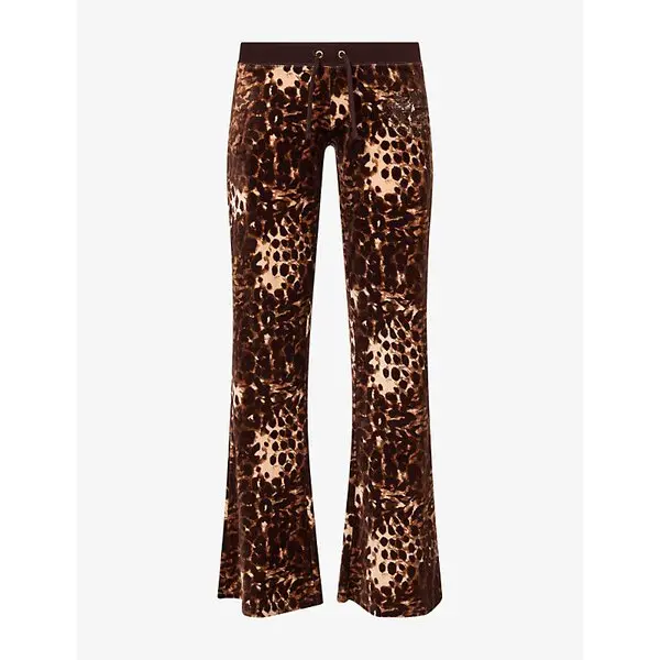 Juicy Couture Embroidered-logo Leopard-print Velour Jogging Bottoms