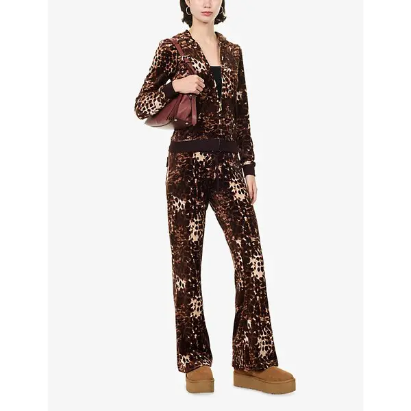 Juicy Couture Embroidered-logo Leopard-print Velour Jogging Bottoms