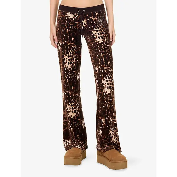 Juicy Couture Embroidered-logo Leopard-print Velour Jogging Bottoms