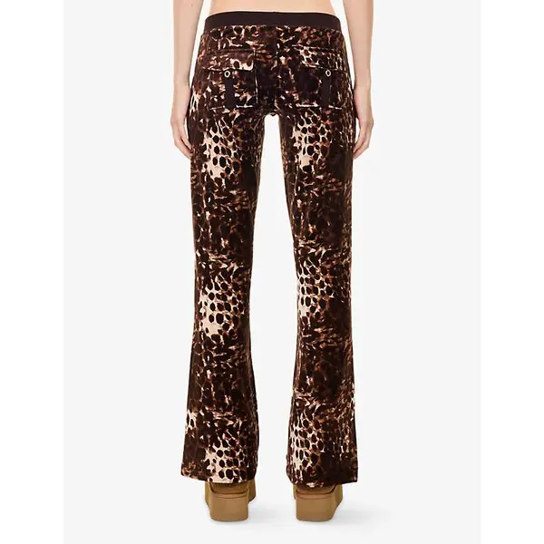 Juicy Couture Embroidered-logo Leopard-print Velour Jogging Bottoms