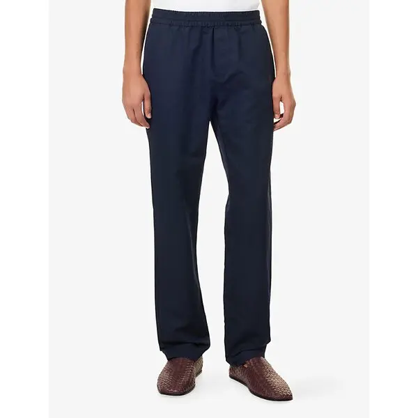 Sunspel Cotton-linen Drawstring Straight-leg Trousers