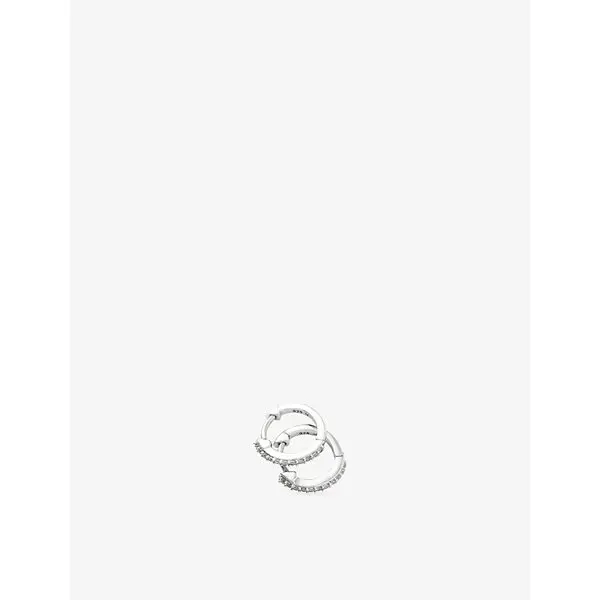 MISSOMA Classic Pave Huggies Sterling Hoop Earrings - Silver