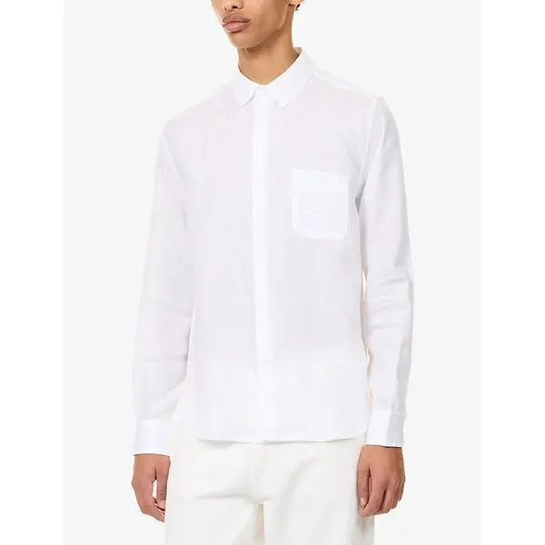 Derek Rose Monaco Long-sleeve Linen Shirt - White