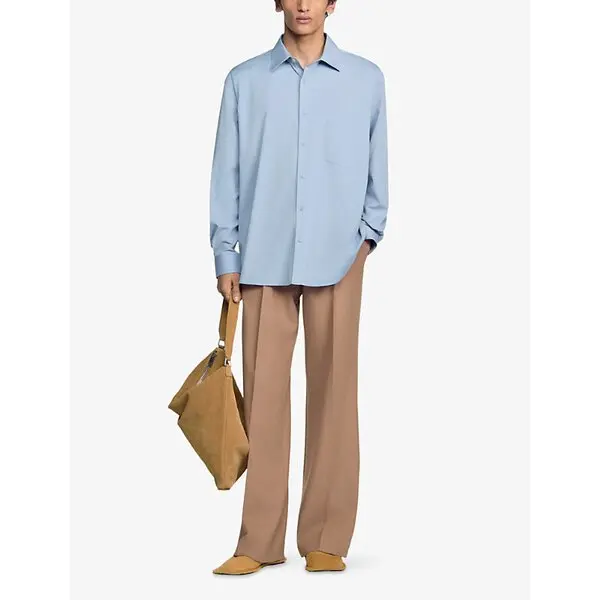 Sandro Oversized Long-sleeve Stretch Cotton-blend Shirt