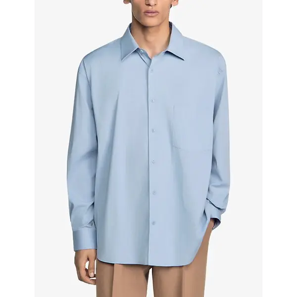 Sandro Oversized Long-sleeve Stretch Cotton-blend Shirt
