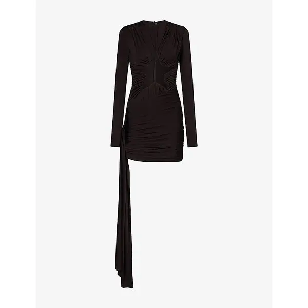 David Koma Star Ruched Stretch-jersey Mini Dress
