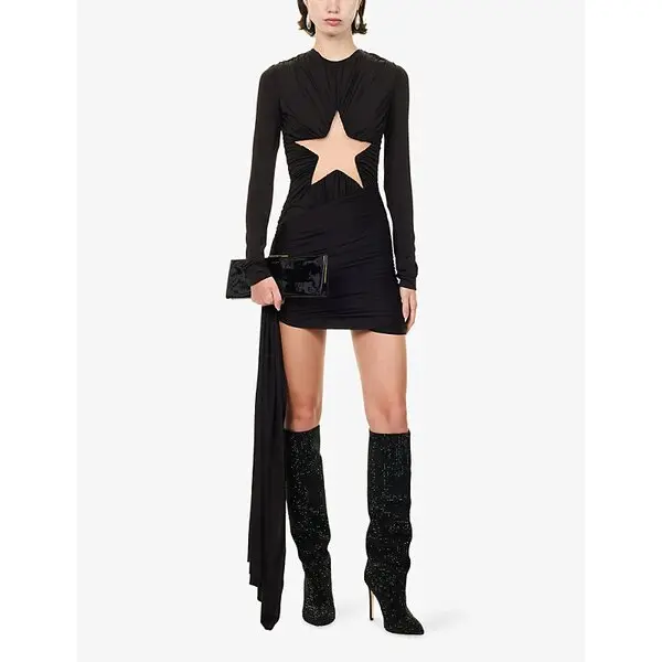 David Koma Star Ruched Stretch-jersey Mini Dress