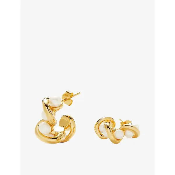 MISSOMA Molten Pearl Twisted Mini Double 18ct -plated Brass Hoop Earrings - Gold
