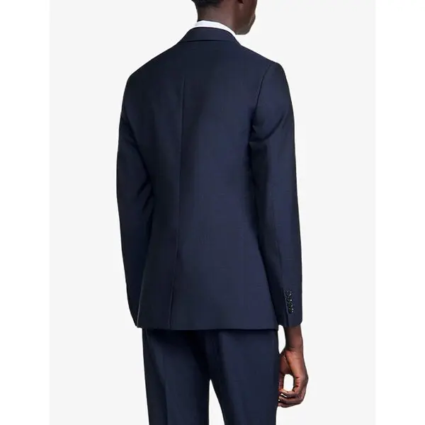 Sandro Lapel-collar Single-breasted Wool Suit Jacket