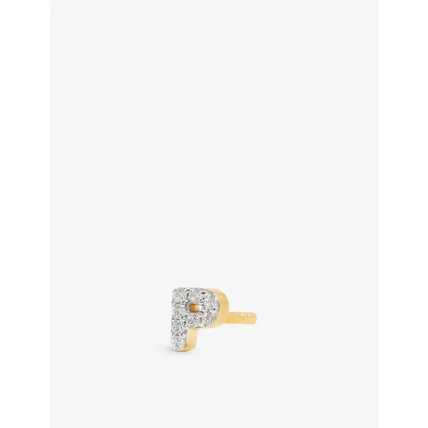MISSOMA Pavé Initial P 18ct Yellow Vermeil And Cubic Zirconia Single Stud Earring - Gold