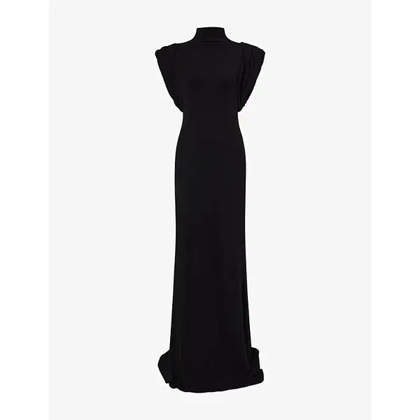 MUGLER Sleeveless Padded Wool-blend Maxi Dress
