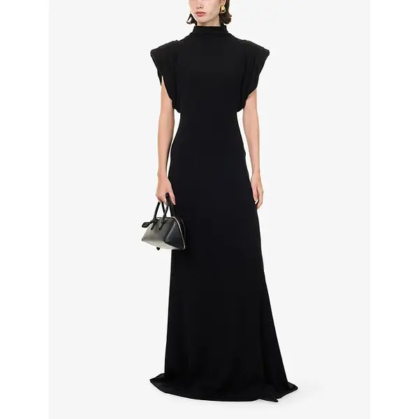 MUGLER Sleeveless Padded Wool-blend Maxi Dress