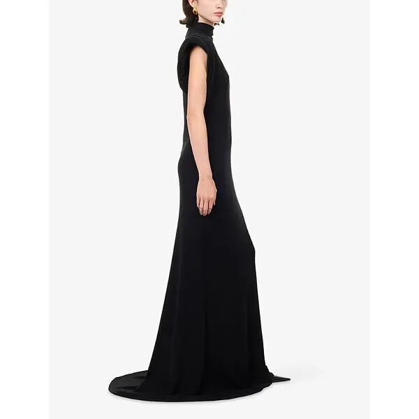 MUGLER Sleeveless Padded Wool-blend Maxi Dress