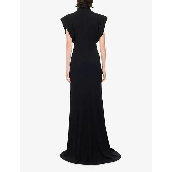 MUGLER Sleeveless Padded Wool-blend Maxi Dress