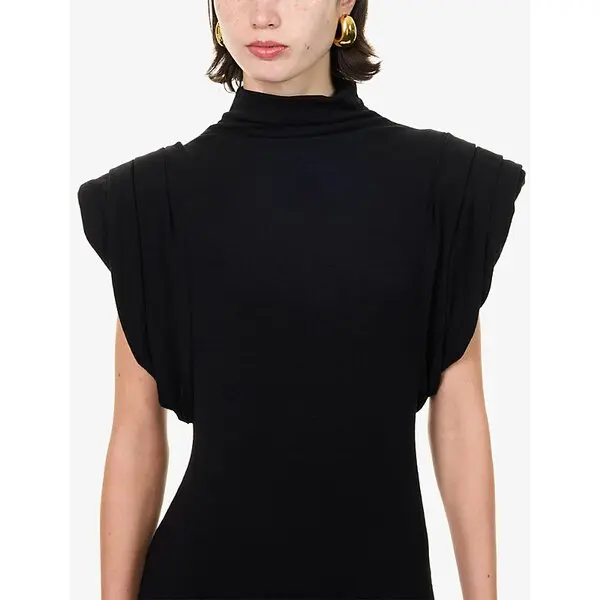 MUGLER Sleeveless Padded Wool-blend Maxi Dress