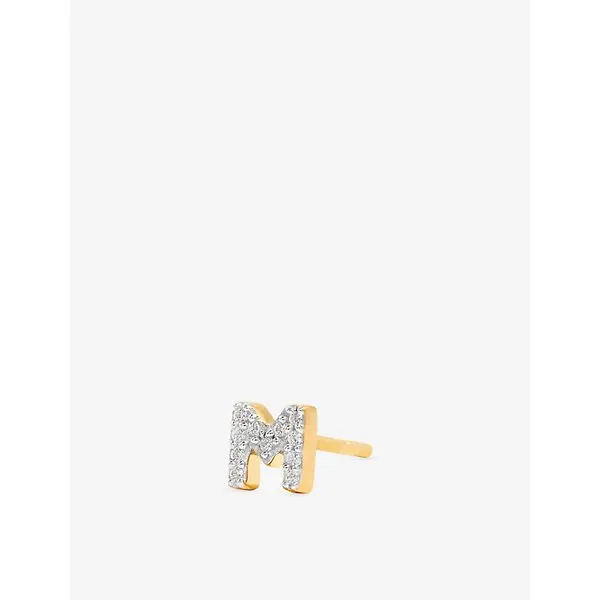 MISSOMA Pavé Initial M 18ct Yellow Vermeil And Cubic Zirconia Single Stud Earring - Gold