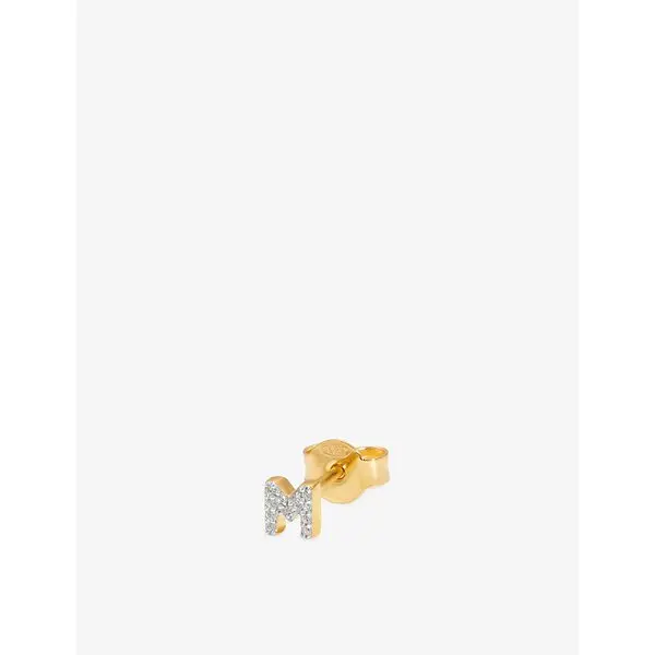 MISSOMA Pavé Initial M Stud Earring In Yellow Vermeil