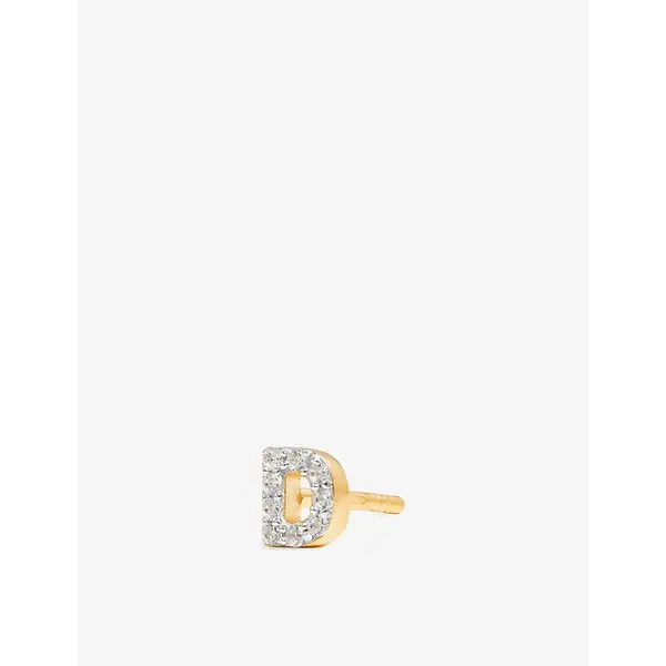 MISSOMA Initial D Pave Initial 18ct Vermeil And Cubic Zirconia Single Stud Earring - Gold