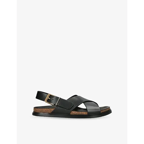 THE ROW Crossover-strap Buckle Leather Flat Sandals