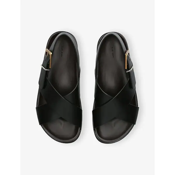 THE ROW Crossover-strap Buckle Leather Flat Sandals