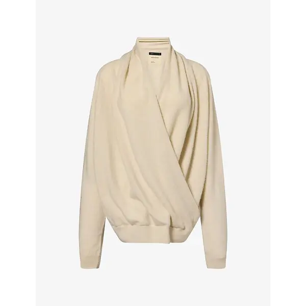 Frenckenberger Cross Draped Cashmere Jumper - Chalk