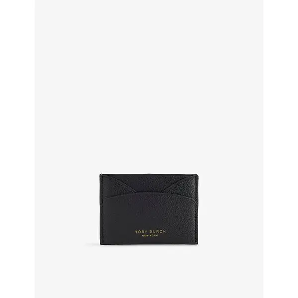 Tory Burch Romy Flat Foil-print Leather Card Holder - Black