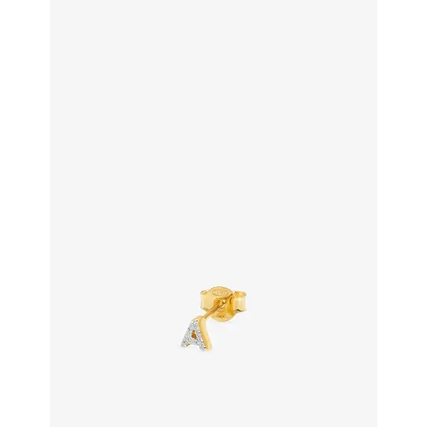 MISSOMA Initial A Pave Initial 18ct Vermeil And Cubic Zirconia Single Stud Earring - Gold