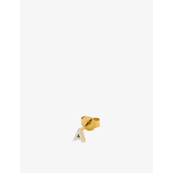 MISSOMA Initial A Pave Initial 18ct Vermeil And Cubic Zirconia Single Stud Earring - Gold