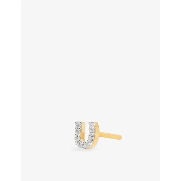 MISSOMA Pavé Initial U 18ct Yellow Vermeil And Cubic Zirconia Single Stud Earring - Gold