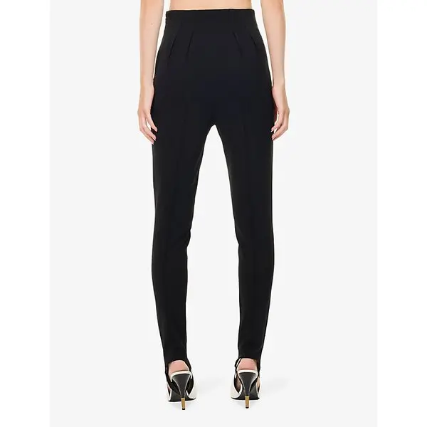 MUGLER Pleated Stirrup-cuff Wool-blend Leggings