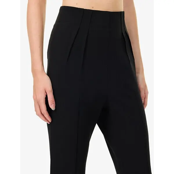 MUGLER Pleated Stirrup-cuff Wool-blend Leggings