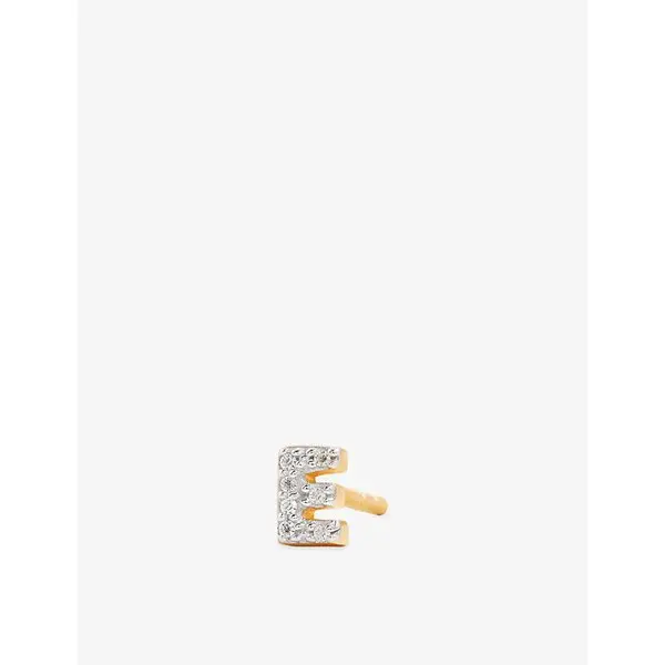 MISSOMA Pavé Initial E 18ct Yellow Vermeil And Cubic Zirconia Single Stud Earring - Gold
