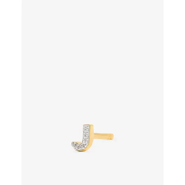 MISSOMA Initial H Pave Initial 18ct Vermeil And Cubic Zirconia Single Stud Earring