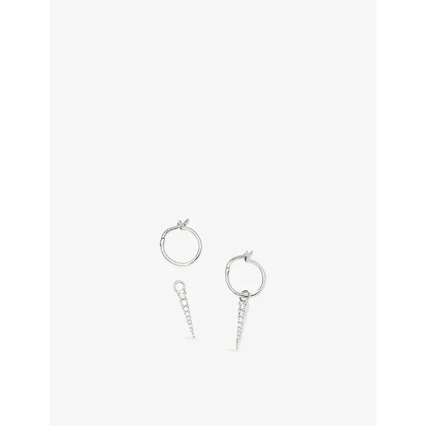 MISSOMA Small Pavé Spike Charm Sterling Hoop Earrings