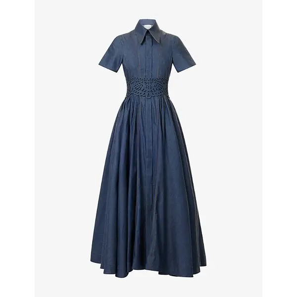 Mona Alshebil Gathered-waist Belted Maxi Dress