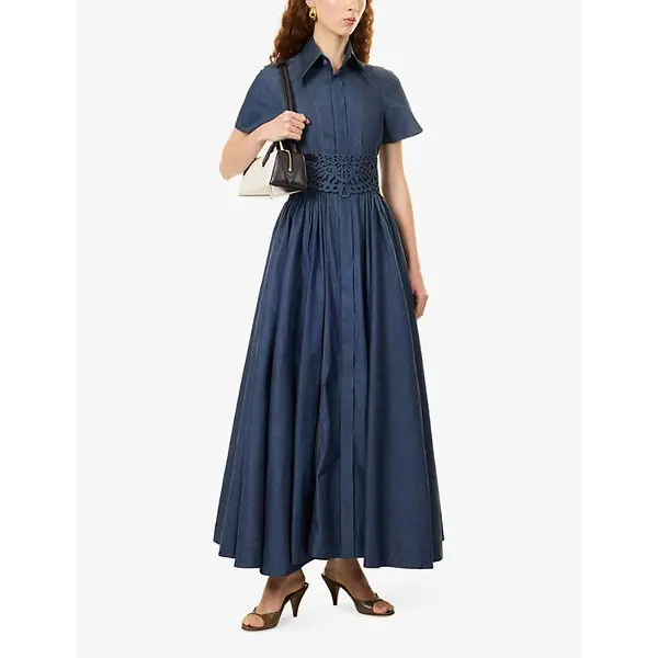 Mona Alshebil Gathered-waist Belted Maxi Dress