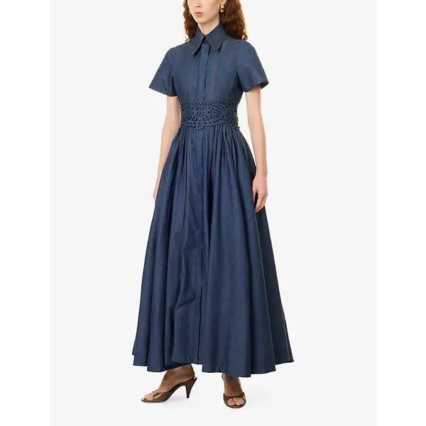Mona Alshebil Gathered-waist Belted Maxi Dress