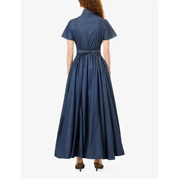 Mona Alshebil Gathered-waist Belted Maxi Dress