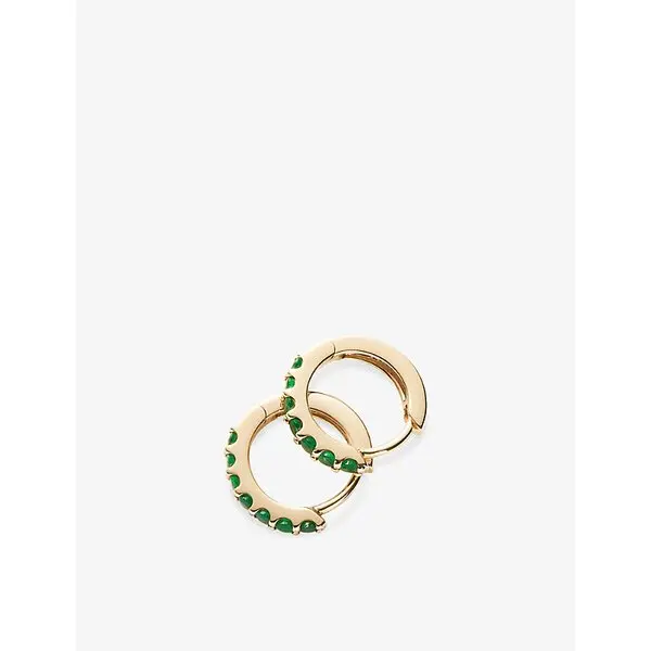 MISSOMA Emerald Huggies 9ct Yellow Hoop Earrings