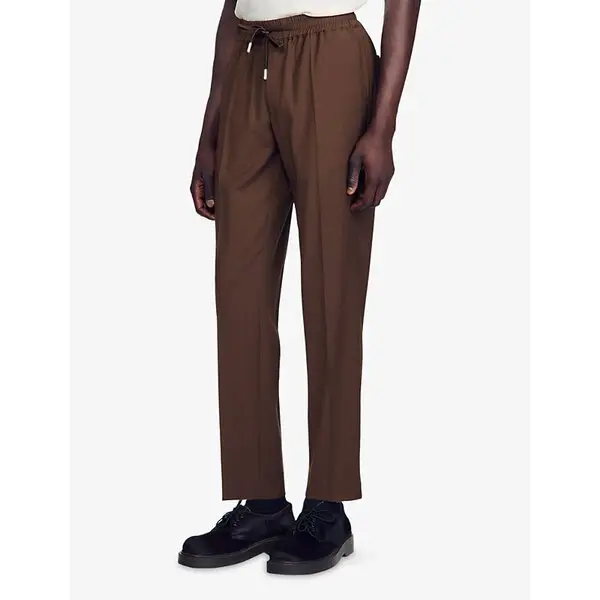 Sandro Wool-blend Trousers - Tabac Fonce