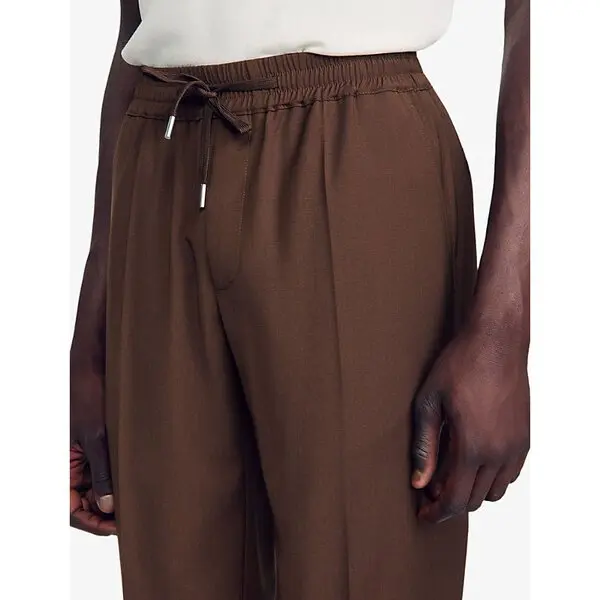 Sandro Wool-blend Trousers - Tabac Fonce