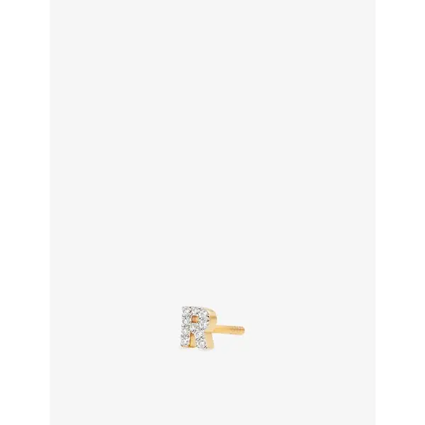 MISSOMA Pavé Initial R 18ct Yellow Vermeil And Cubic Zirconia Single Stud Earring - Gold