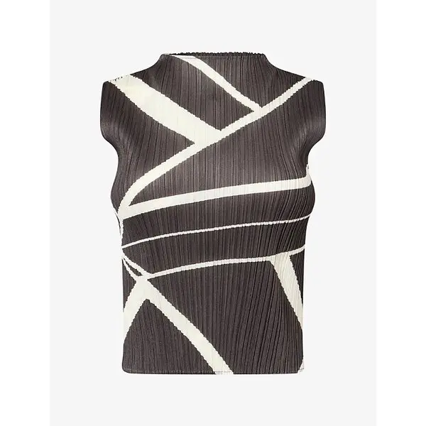 Issey Miyake Fold Sleeveless Knit Top - Black