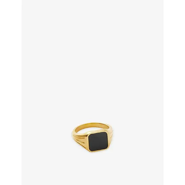 MISSOMA Lucy Williams Square 18ct -plated Brass Onyx Signet Ring