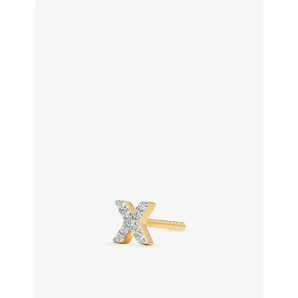 MISSOMA Initial X Pave Initial 18ct Vermeil And Cubic Zirconia Single Stud Earring - Gold