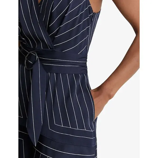REISS Casey Striped Satin Midi Dress