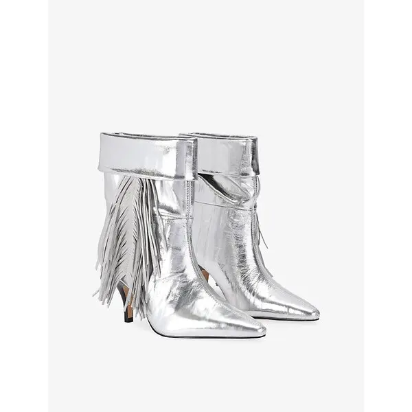 Kurt Geiger Piccadilly Slouch Heeled Leather Ankle Boots