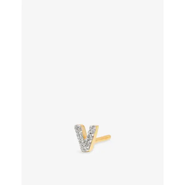 MISSOMA Pavé Initial V 18ct Yellow Vermeil And Cubic Zirconia Single Stud Earring - Gold
