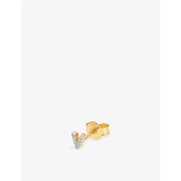 MISSOMA Pavé Initial V 18ct Yellow Vermeil And Cubic Zirconia Single Stud Earring - Gold